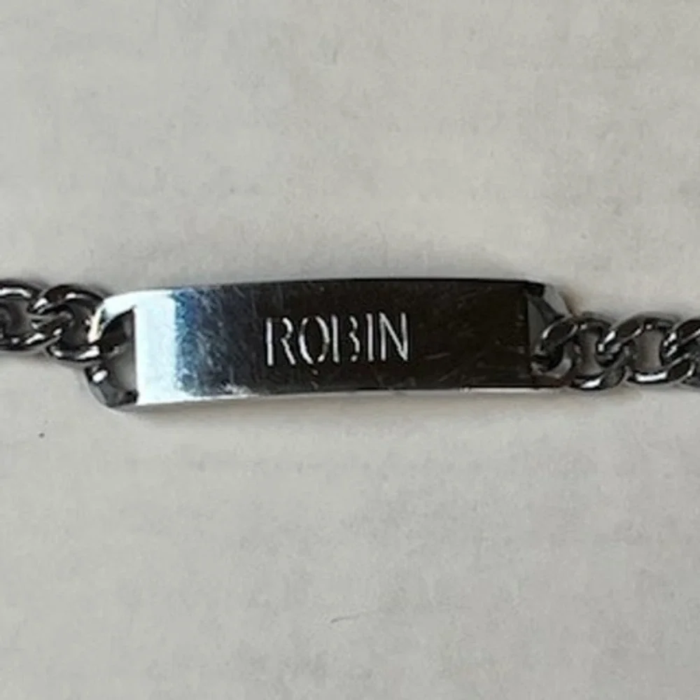 Jewelry | Vintage Silver Tone Robin Engraved Id Bracelet Japan Curb ...